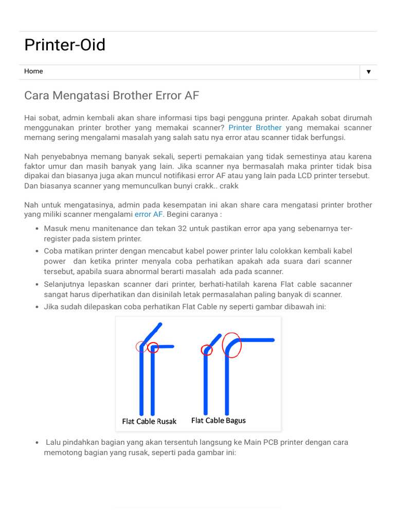 Mengatasi Error AF pada Printer Brother | PDF