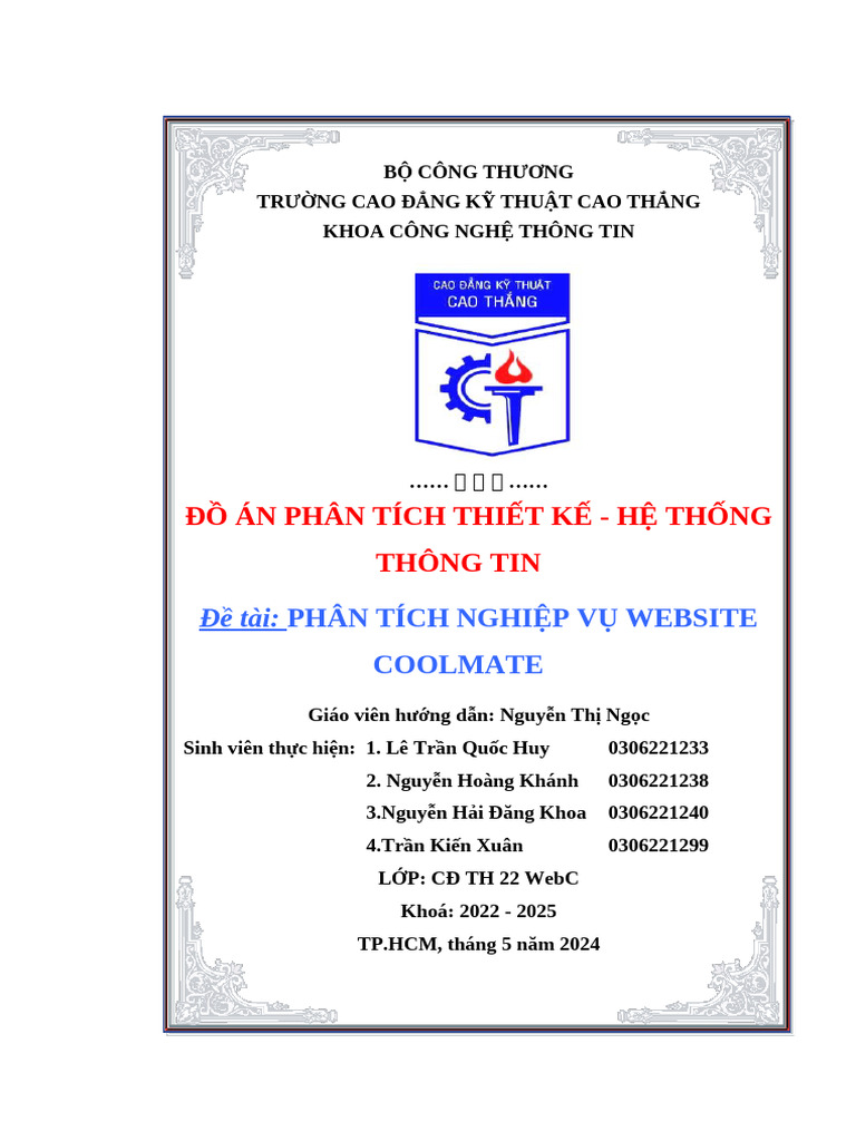 Báo Cáo Đ Án PTTKHTTT | PDF