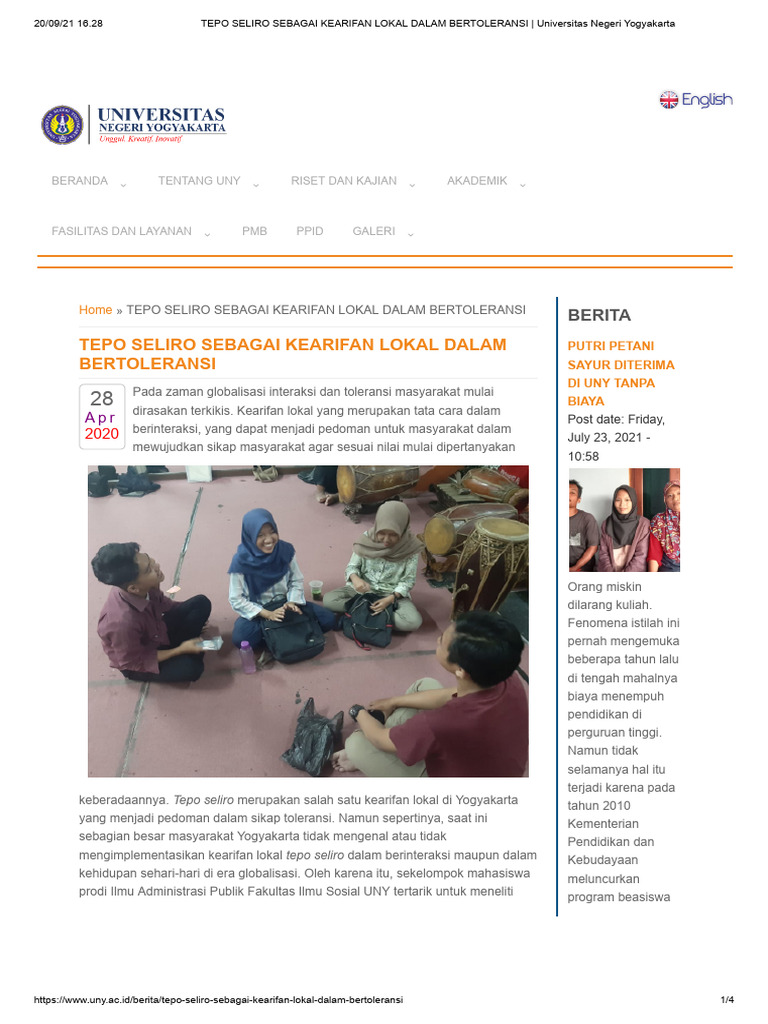 Tepo Seliro: Kearifan Lokal untuk Toleransi | PDF