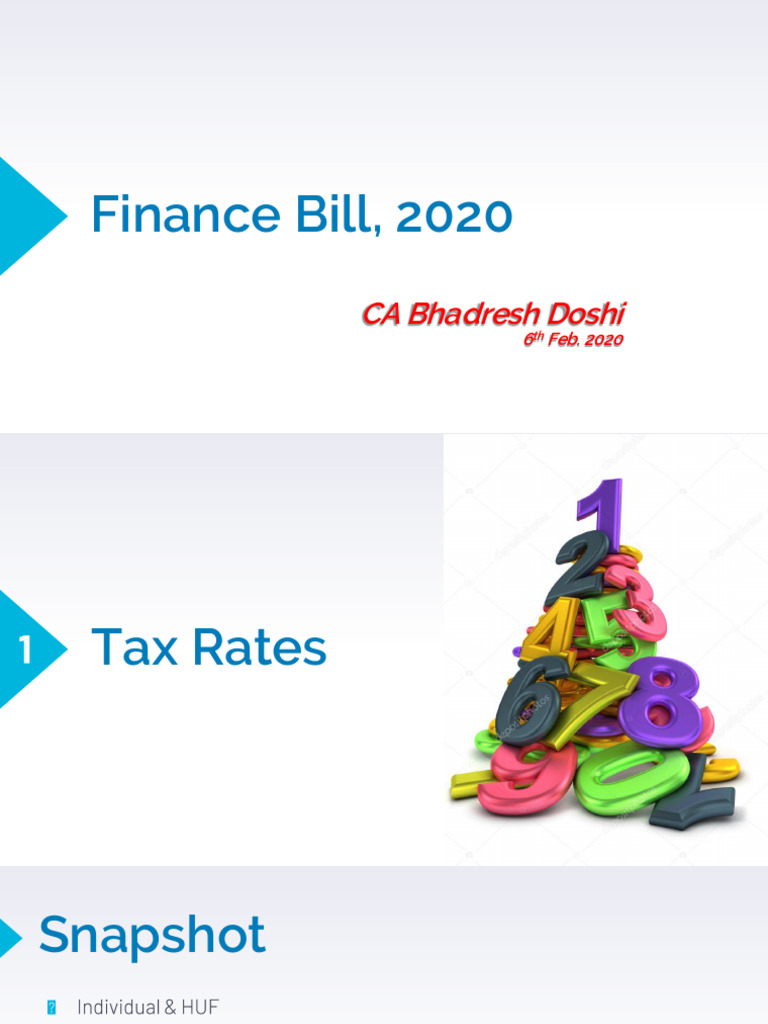Finance Bill 2020 Overview by Bhadresh Doshi | PDF | Taxes | Economies
