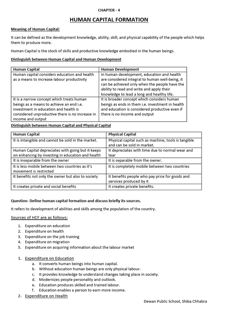Human Capital Formation | PDF | Capital (Economics) | Human Capital