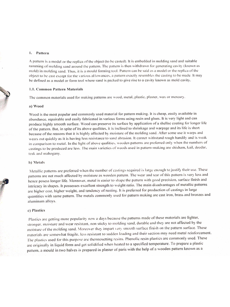 Experiment - 4 (Wooden Pattern Making) | PDF