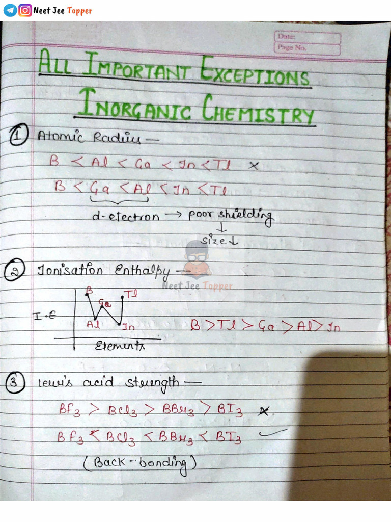 Important Inorganic Chemistry Exceptions | PDF