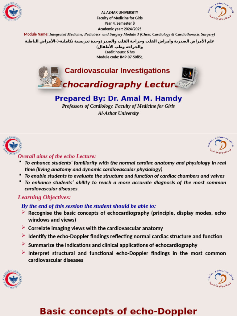 Echo-Doppler Lecture 2025-4-mod | PDF | Echocardiography | Doppler Effect