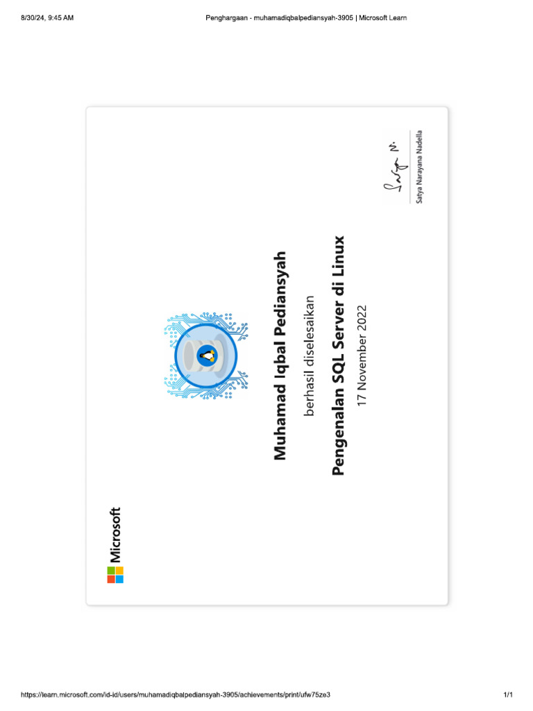 Sertifikat Pengenalan SQL Server Di Linux | PDF