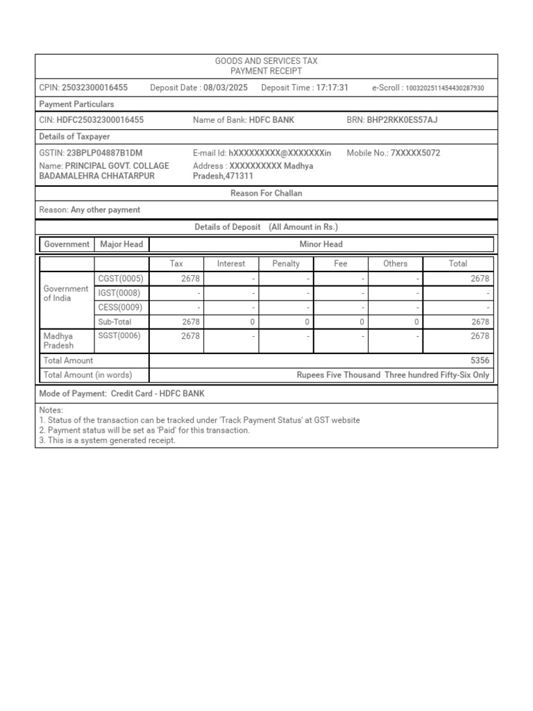 GST-Challan Receipt | PDF