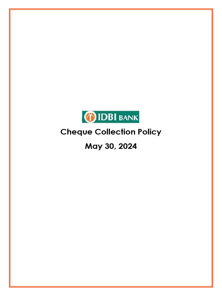 IDBI Bank Cheque Collection Policy | PDF | Cheque | Banks