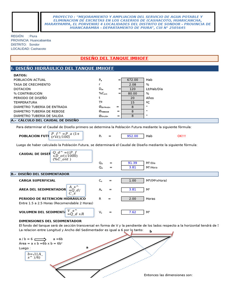 2.tanque Imhoff - Sondor | PDF | Ingeniería mecánica | Saneamiento