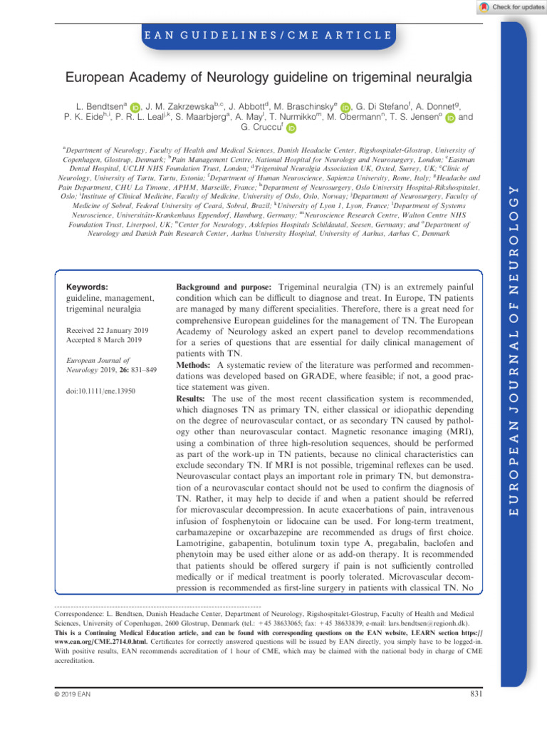 Euro J of Neurology - 2019 - Bendtsen - European Academy of Neurology ...