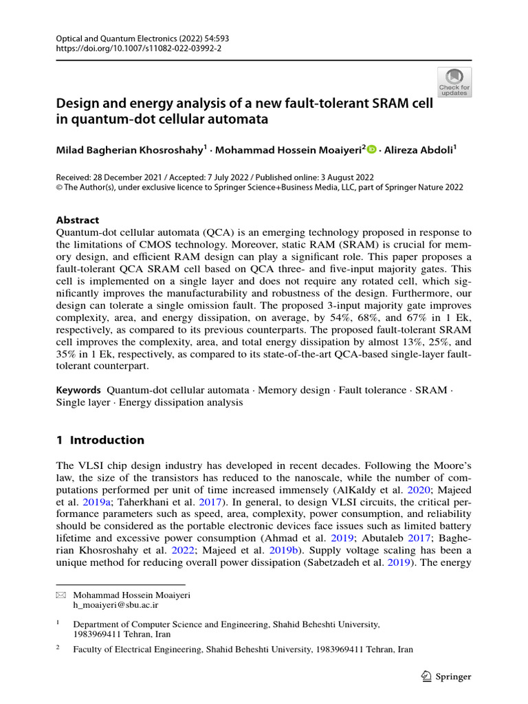 Design and Energy Analysis of A New Fault Tolerant SRAM Cell | PDF | Random Access Memory ...