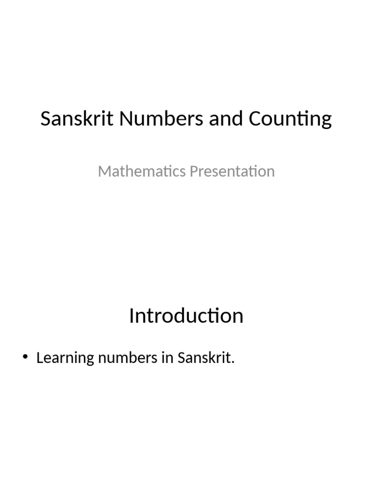 Sanskrit Sanskrit Numbers and Counting | PDF