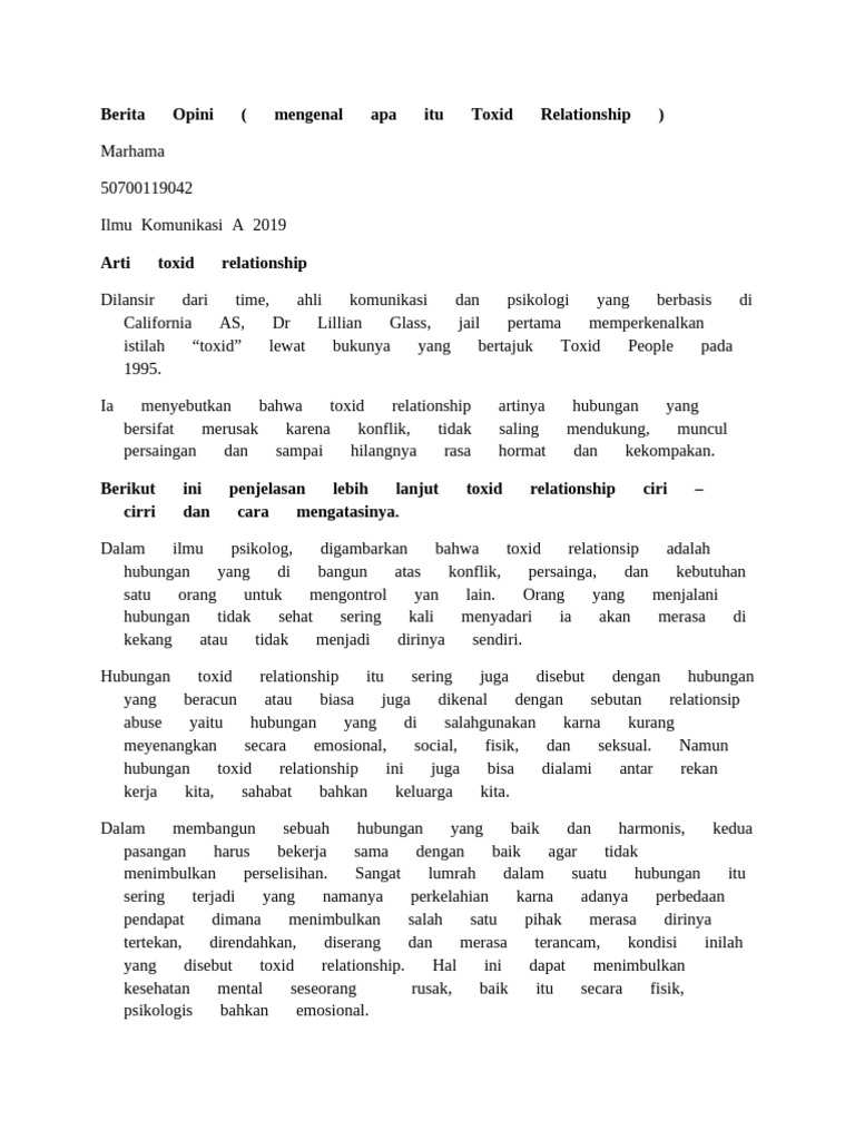 Toxid Relationship | PDF