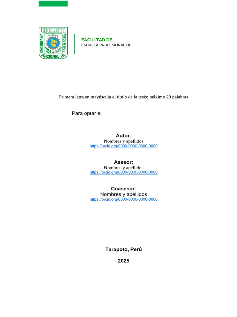 Template de Proyecto de Tesis de Pregrado August 28 2024-7-28 PM | PDF ...
