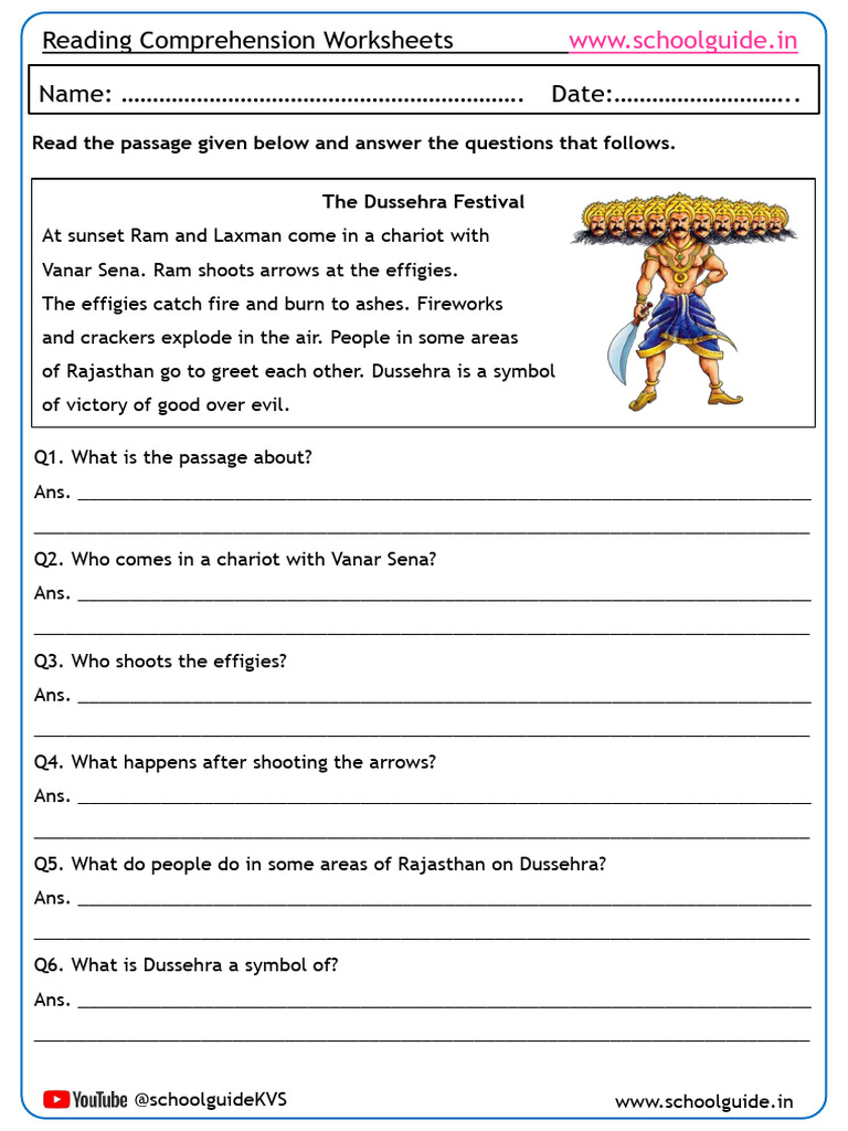 Reading Comprehension Worksheet 20 | PDF