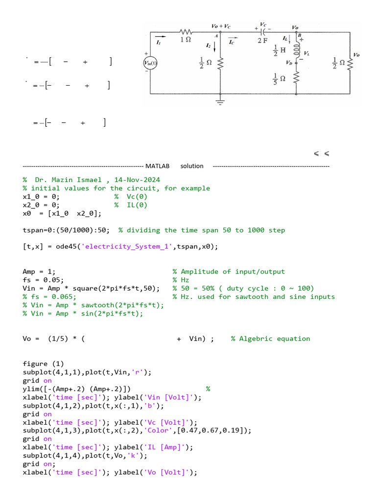 State-Space Model for Circuit Analysis | PDF | Amplifier | Amplitude