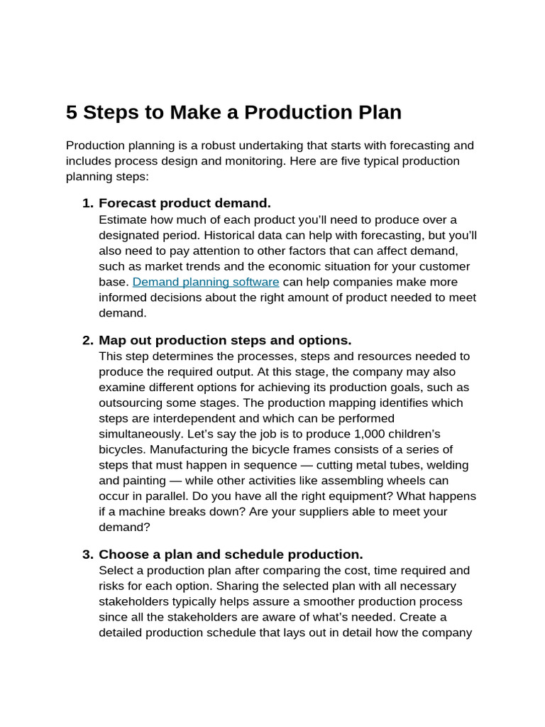 5 Steps To Make A Production Plan | PDF | Performance Indicator | Economies