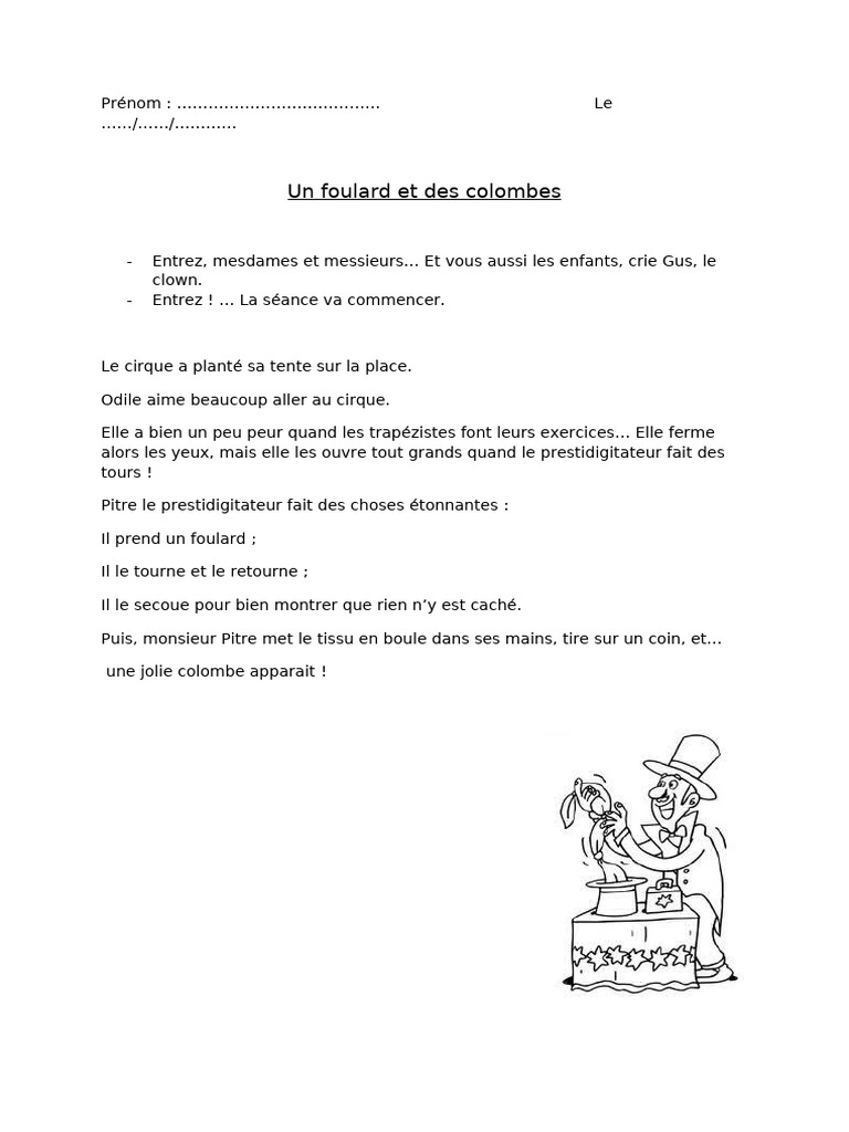 Lecture Compréhension : Au Cirque | PDF