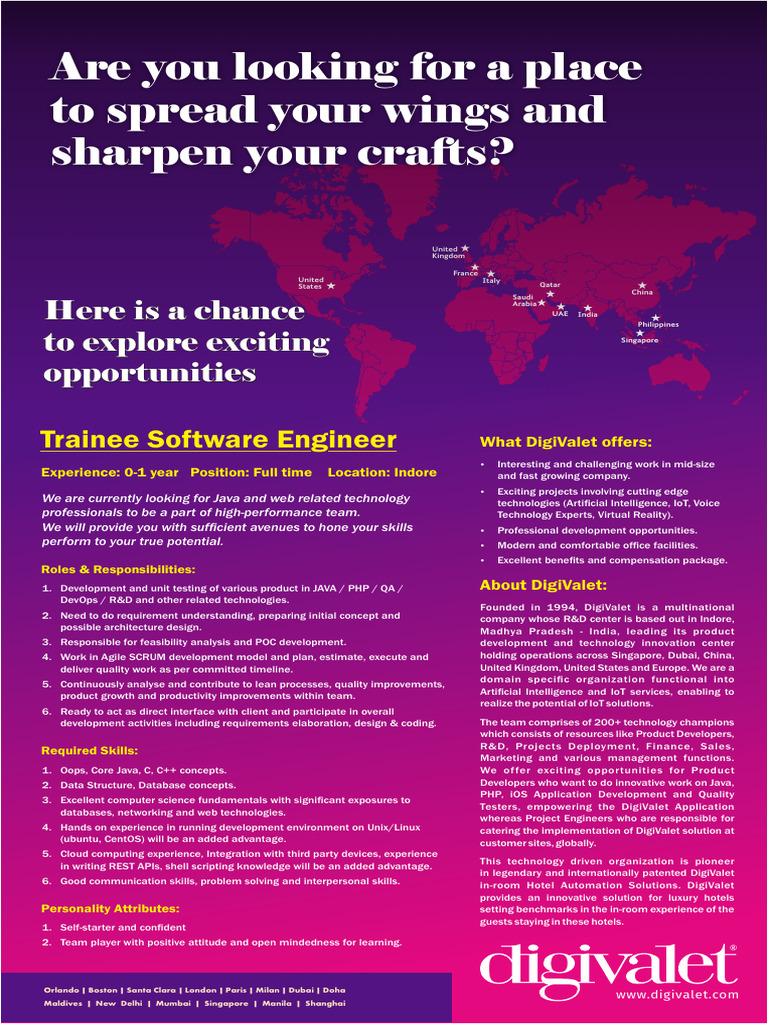 JD Sheet-Trainee Software Engineer | PDF | Internet Of Things | Databases