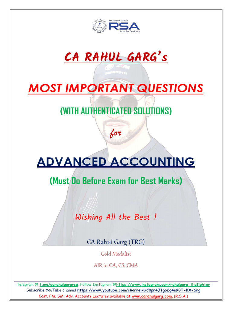 Most Imp Qs Adv Acc by CA Rahul Garg | PDF | Cash Flow Statement | Equity (Finance)