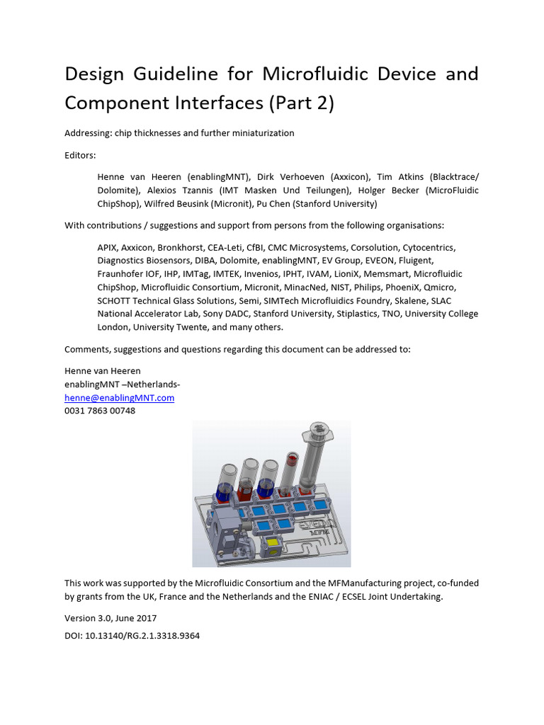 Design For Microfluidic Interfacing White Paper Part 2 Version 3.0 1 | PDF | Microfluidics ...