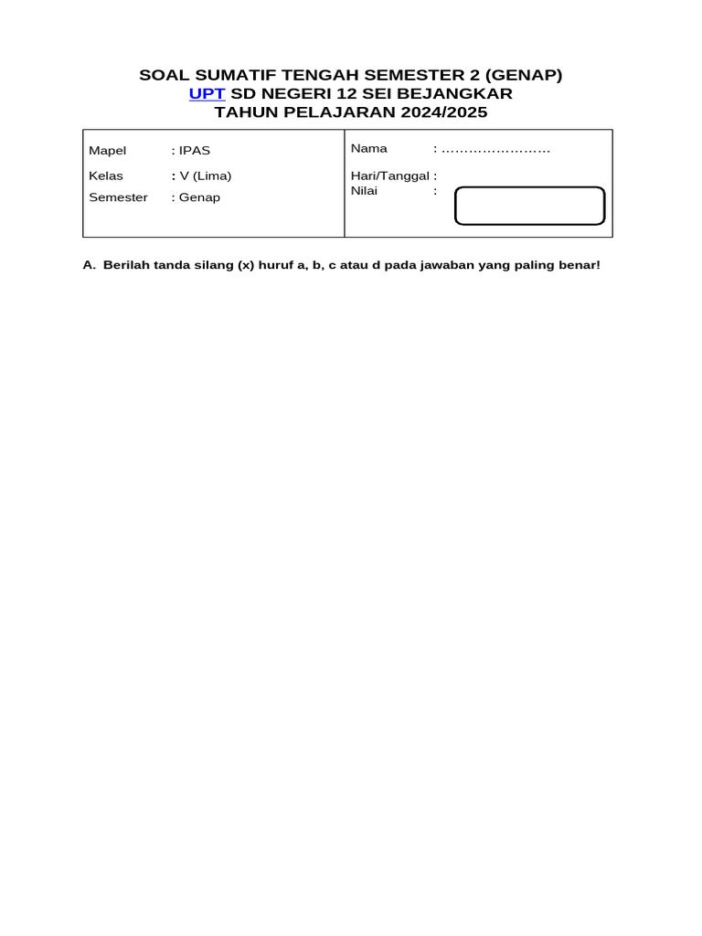STS 2 Kelas V - IPAS | PDF