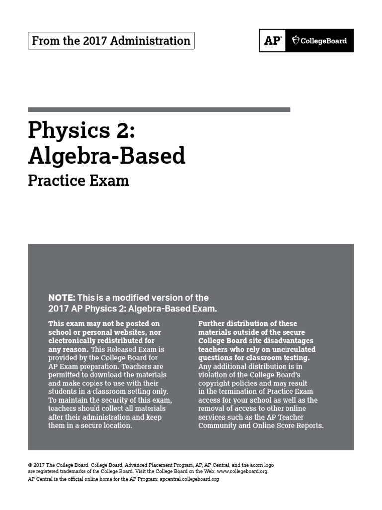 AP Physics 2 2017 Practice Exam | PDF | Race And Ethnicity In The ...