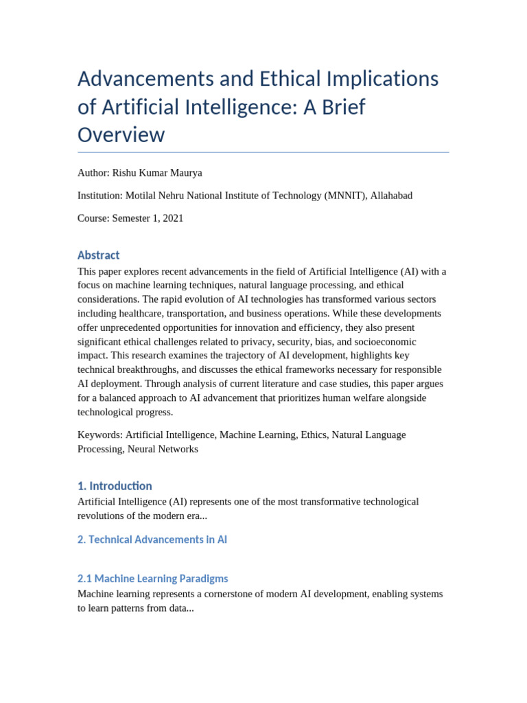 AI Research Paper Rishu Kumar Maurya | PDF
