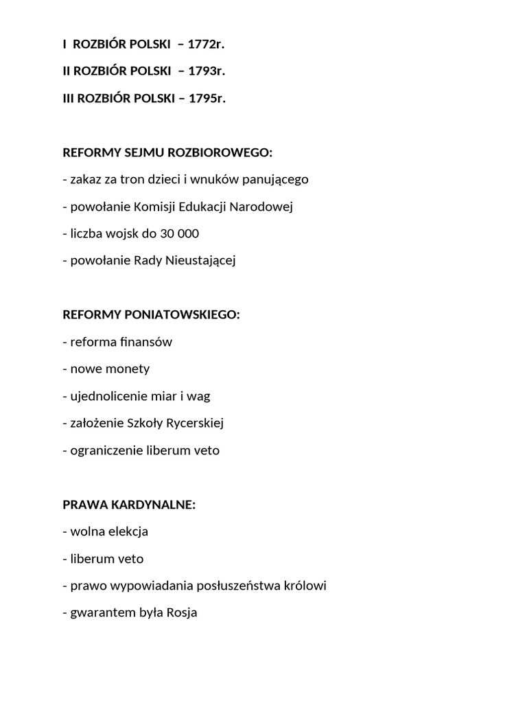 I Rozbiór Polski | PDF
