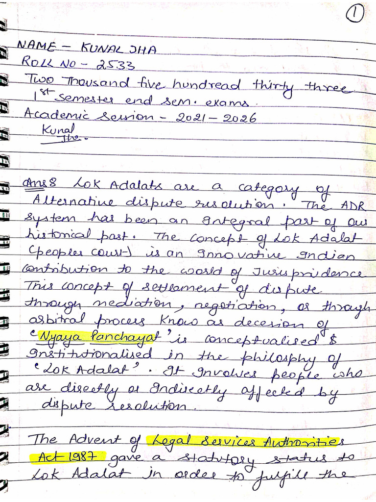 2533 Kunal Jha LRM Answesheet End Sem Ballb Hons | PDF