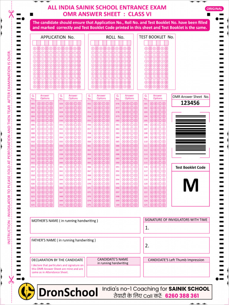 Sainik 2025 OMR | PDF