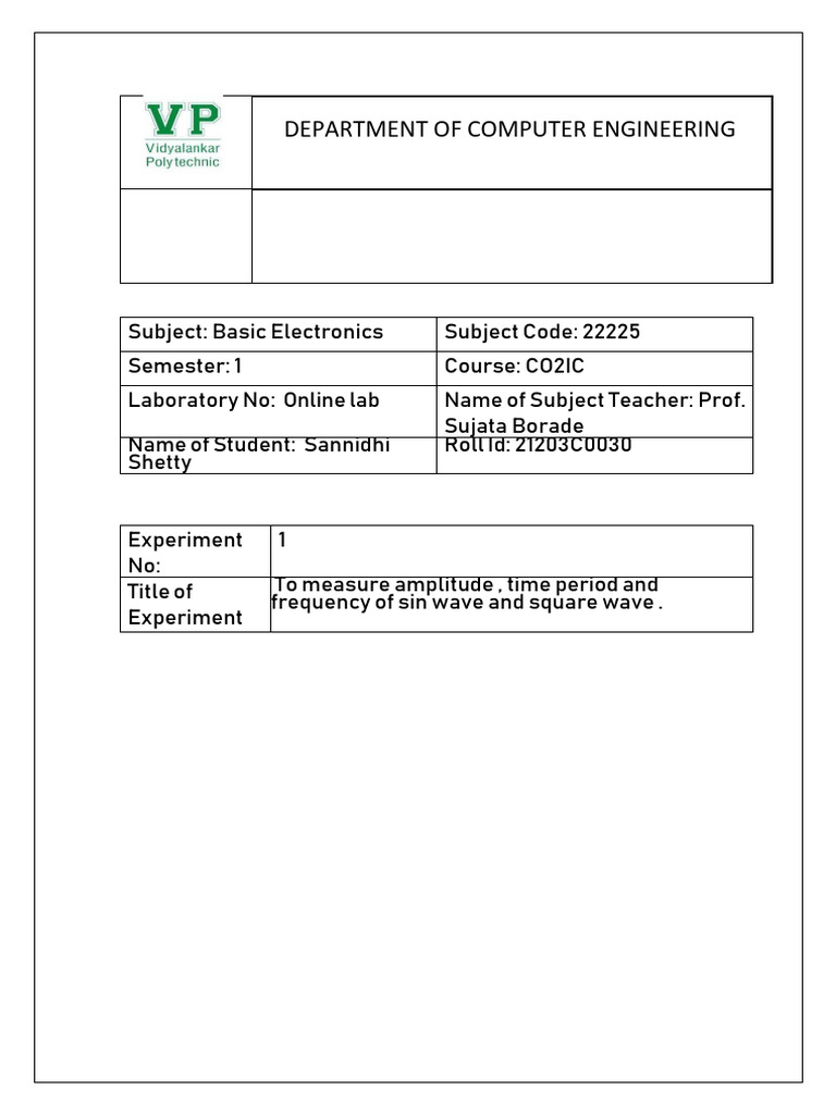 21203C0030 Sannidhi Shetty Practical No. 1 | PDF