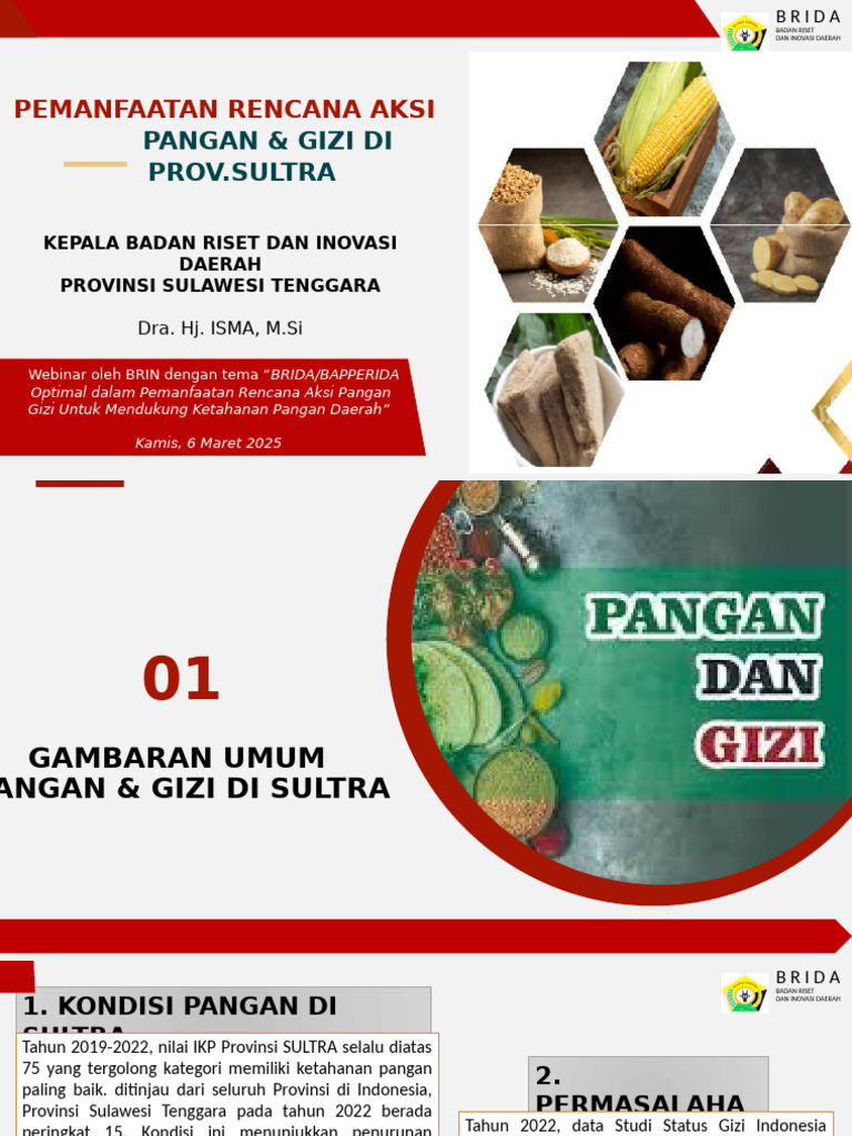 Bahan PPT Presentasi Rencana Aksi Daerah-Pangan & Gizi Sultra | PDF