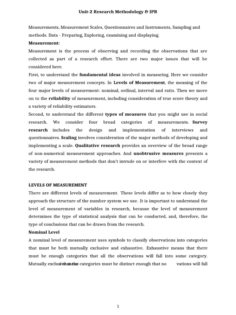 Unit 2 Research Methods Ipr | PDF | Sampling (Statistics) | Survey ...