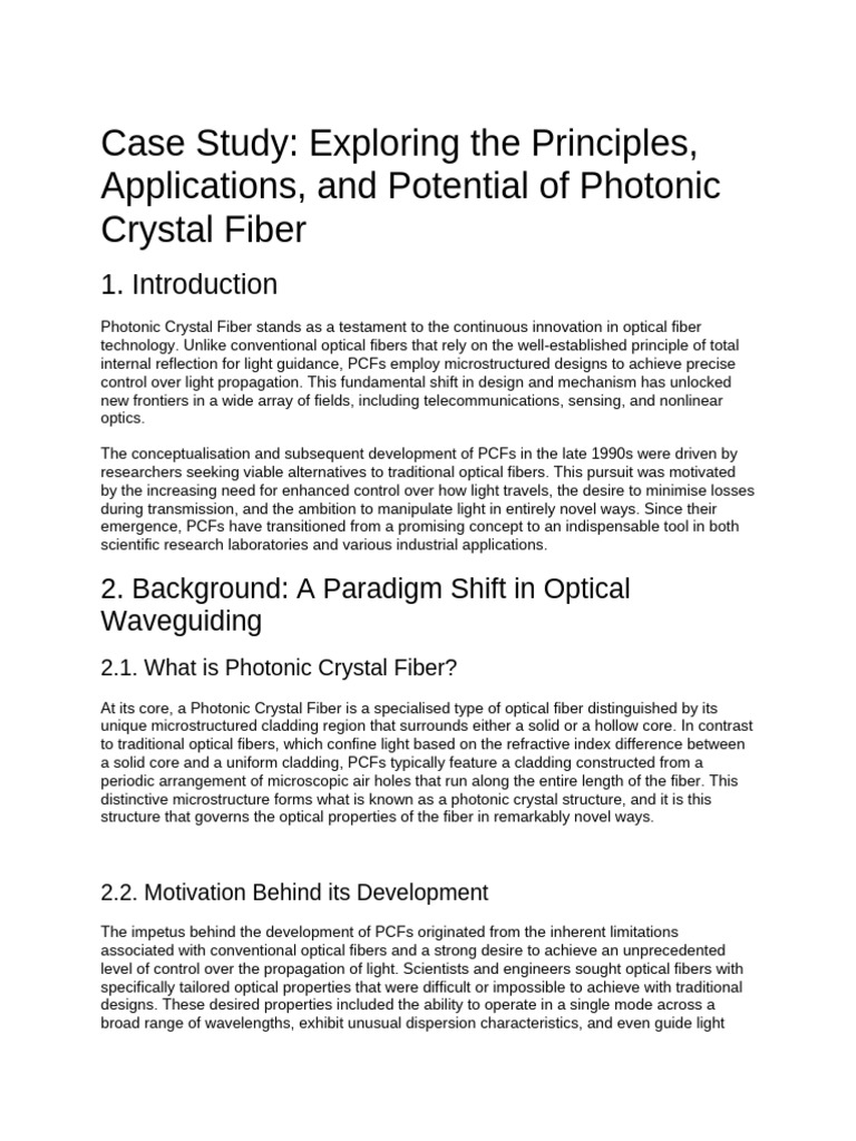Photonic Crystal Fiber Case Study | PDF | Optical Fiber | Dispersion (Optics)