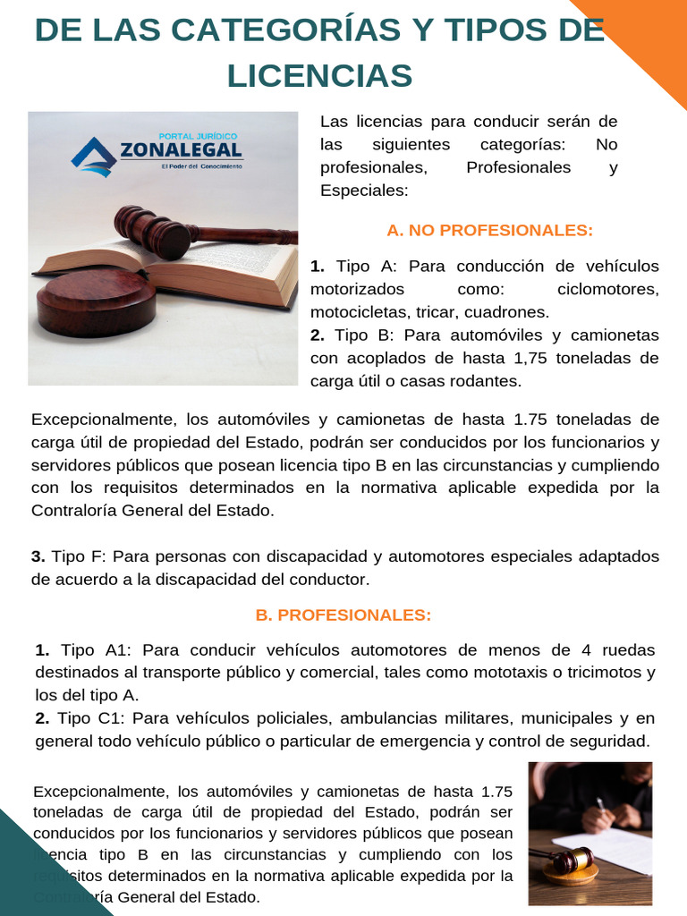De Las Categorias y Tipos de Licencias | PDF | Licencia de conducir | Transporte