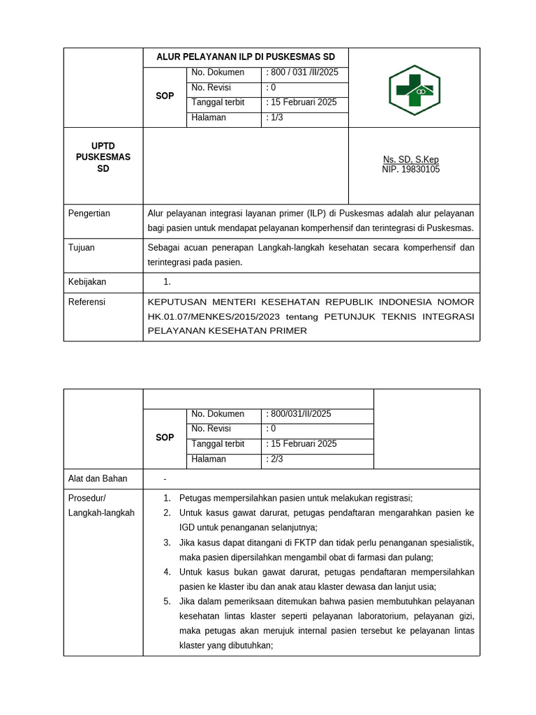 Sop Pelayanan Siklus Hidup | PDF