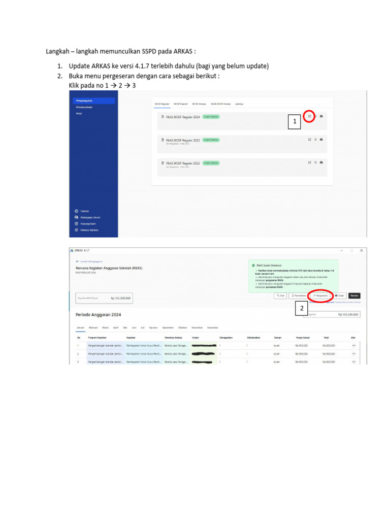 Langkah-Langkah Memunculkan SSPD Pada ARKAS | PDF