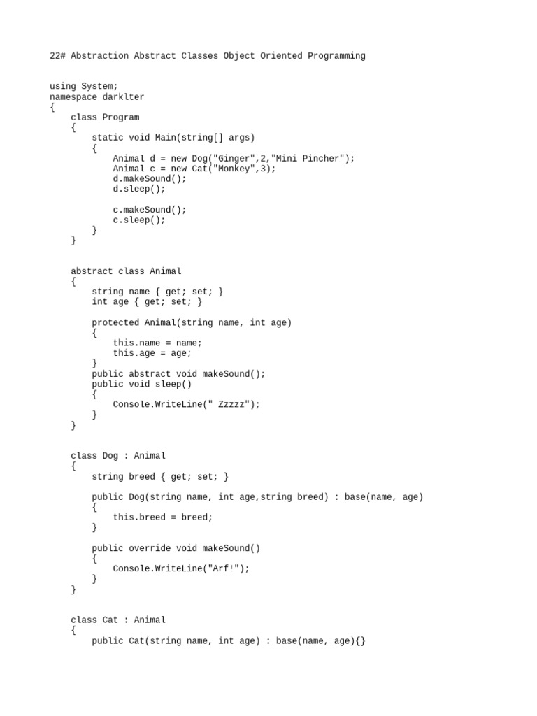 22# Abstraction Abstract Classes Object Oriented Programming | PDF