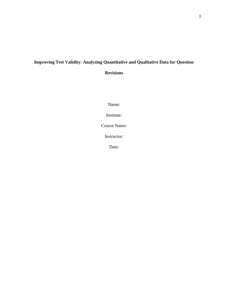 Improving Test Validity Pdf Learning Validity Statistics