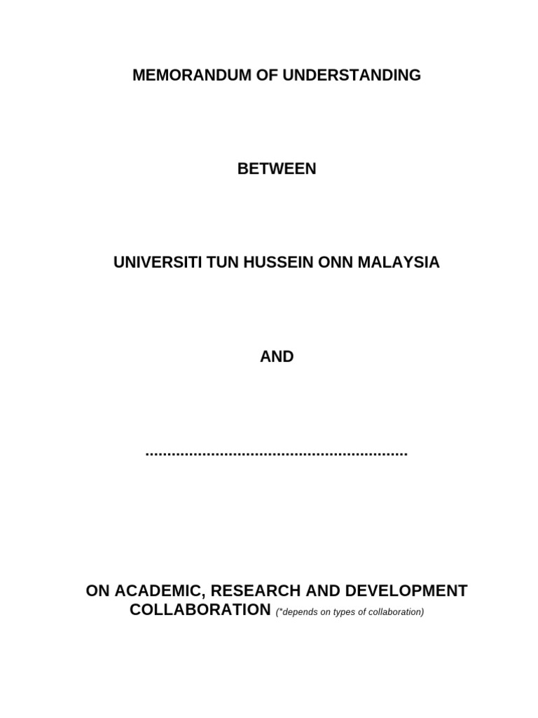 Memorandum of Understanding (template) | PDF | Memorandum Of ...