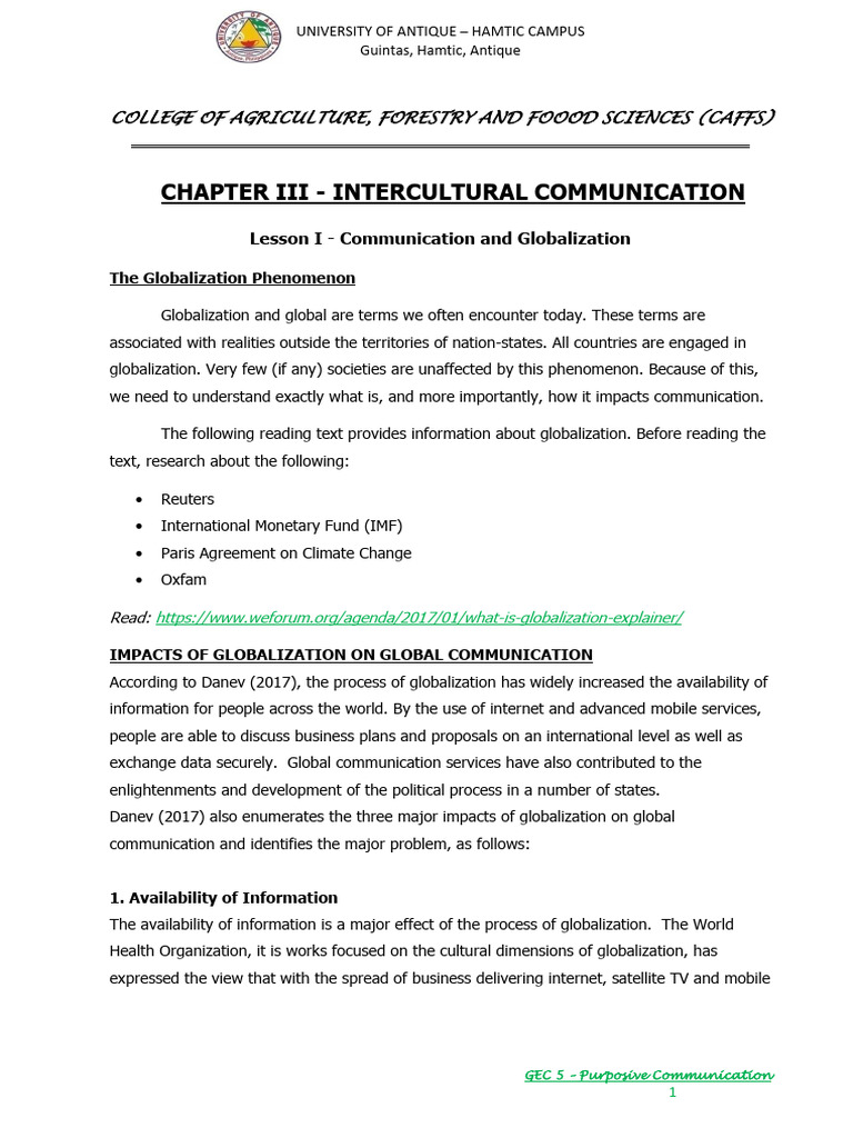 Chapter 3 Intercultural Communication | PDF | Communication | Globalization