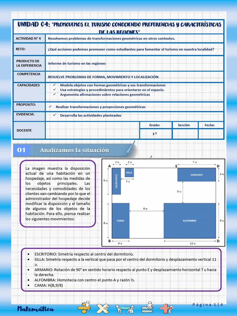 03a. Ficha de Actividad S4 (U4) (3° Grado) - MATEMÁTICA | PDF | Rotación | Geometria clasica