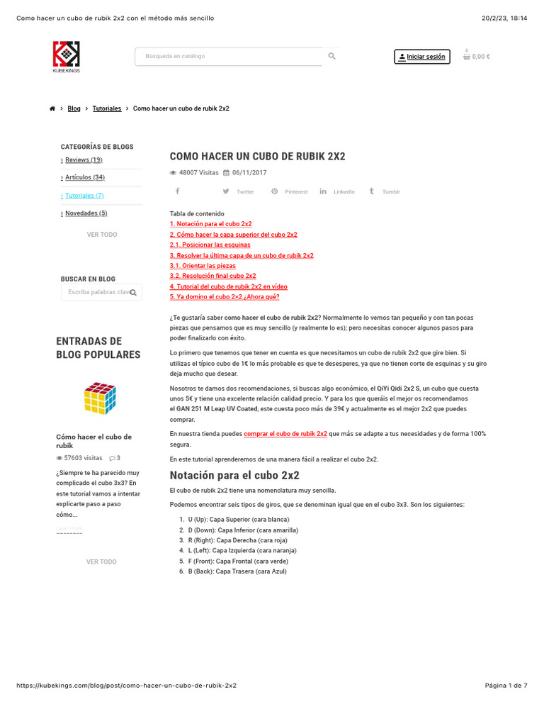 Cómo resolver el cubo Rubik 2x2 | PDF | Blog | Rompecabezas lógicos
