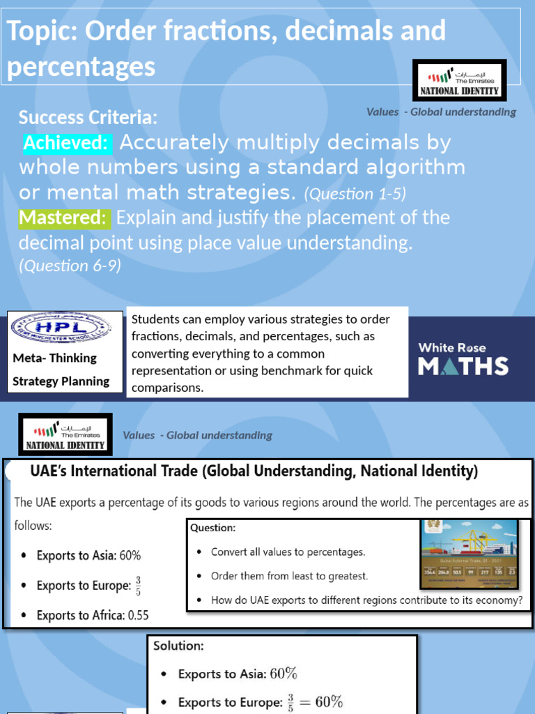 Lesson 6 Order Fractions Decimals and Percentages | PDF | Decimal ...
