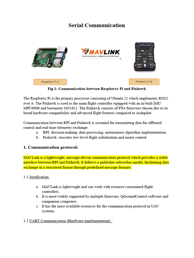 Raspberry Pi and Pixhawk Serial Communication | PDF | Unmanned Aerial Vehicle | Accelerometer