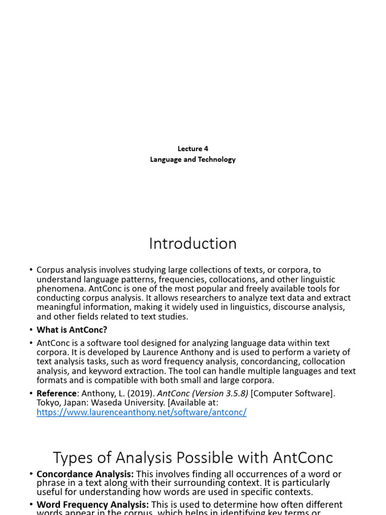 Corpus Analysis Using Antconc | PDF | Word | Linguistics