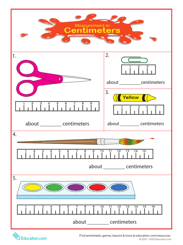 Measuring School Supplies Centimeters | PDF