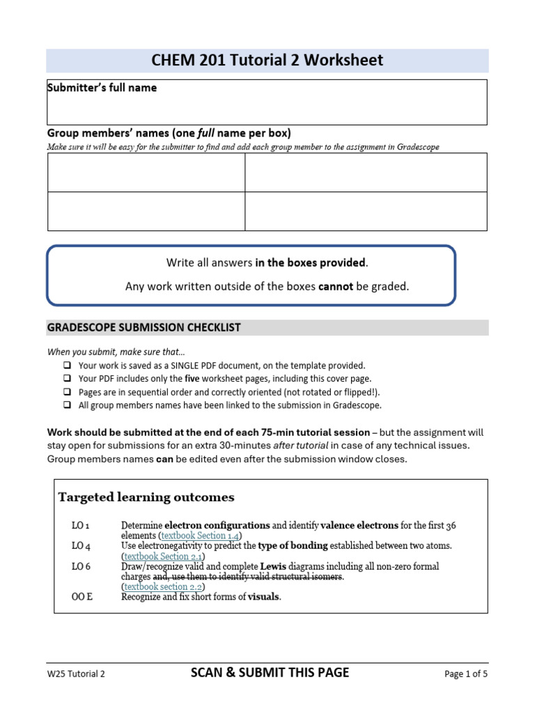 W25 CHEM 201 Tutorial 2 Worksheet | PDF | Valence (Chemistry ...