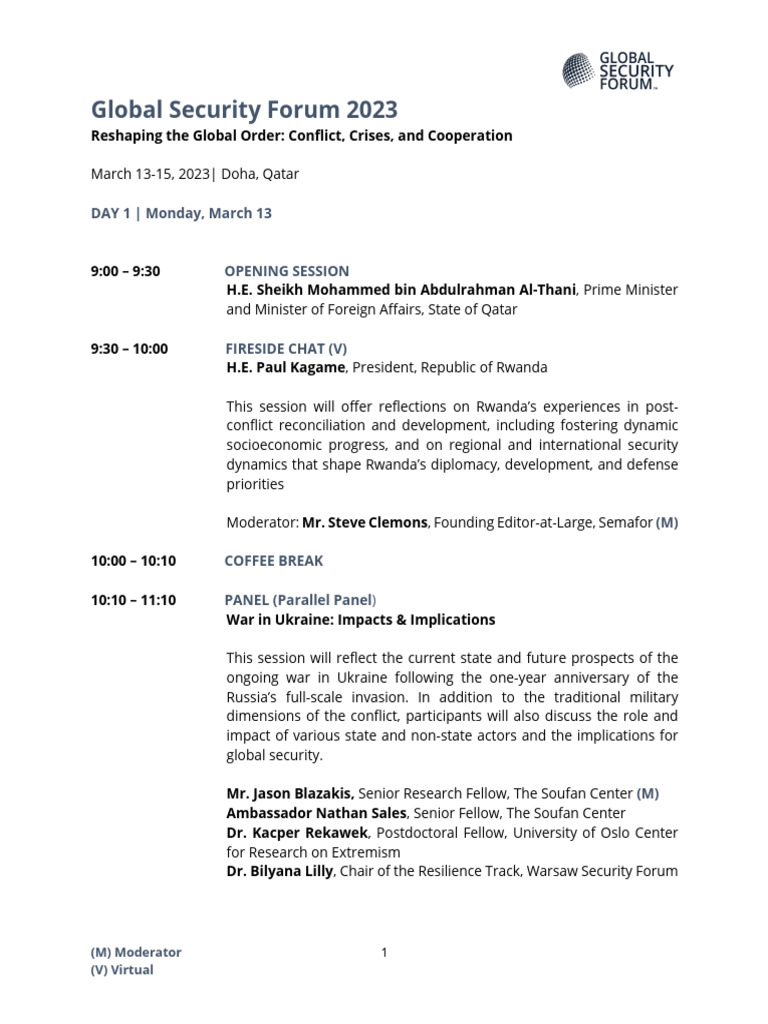 GSF 2023 Agenda | PDF | National Security | United States National ...