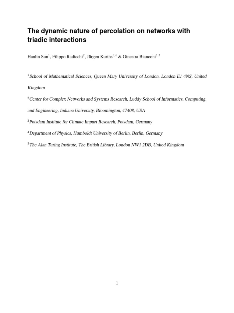 The Dynamic Nature of Percolation On Networks | PDF | Phase Transition | Neural Oscillation